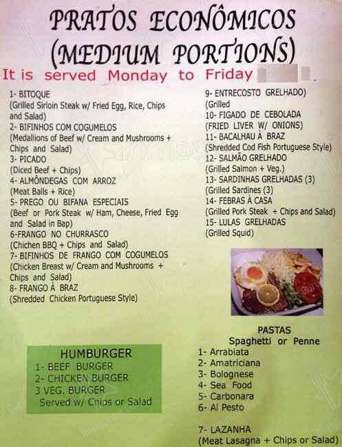 Menu at O Barros, London