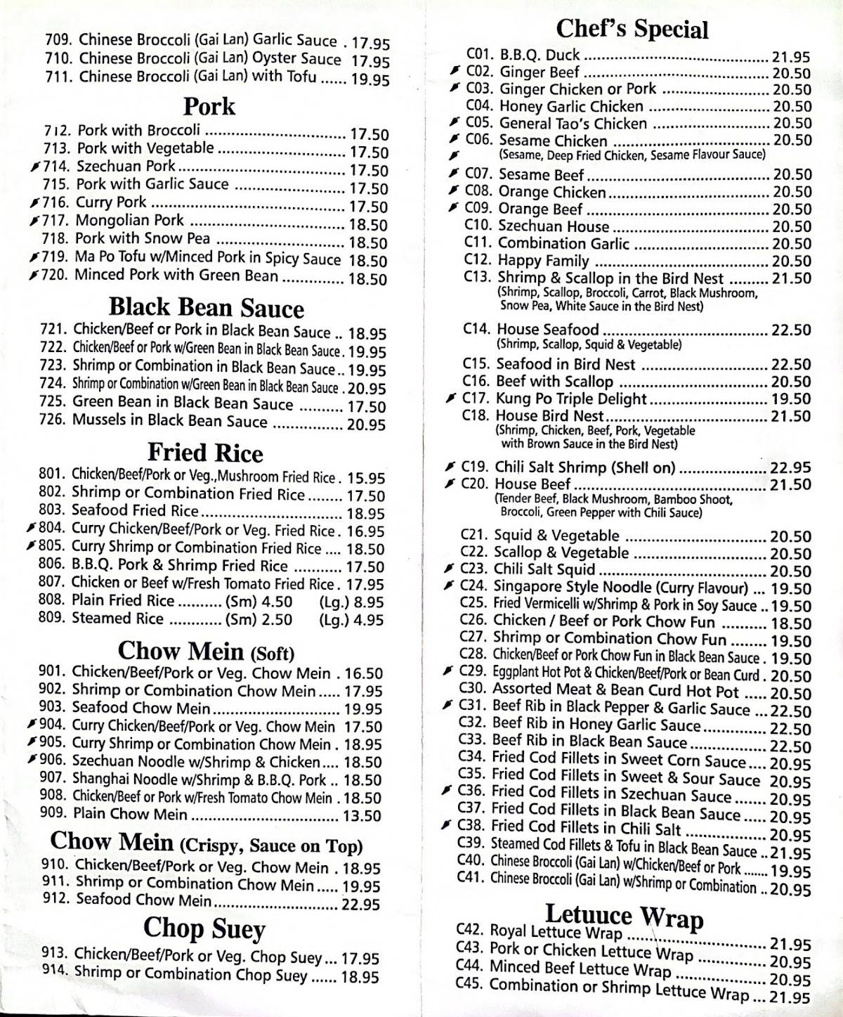 Menu at Bayview Szechuan Chinese Restaurant, Gibsons