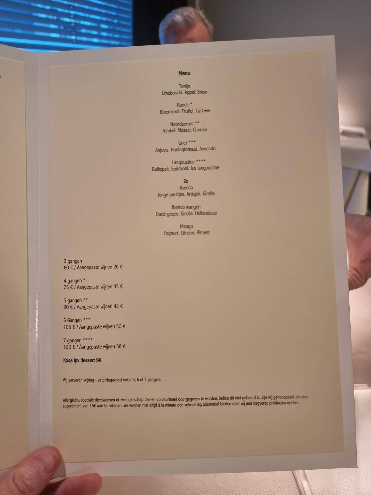Menu at Bistro Philippe, Alken