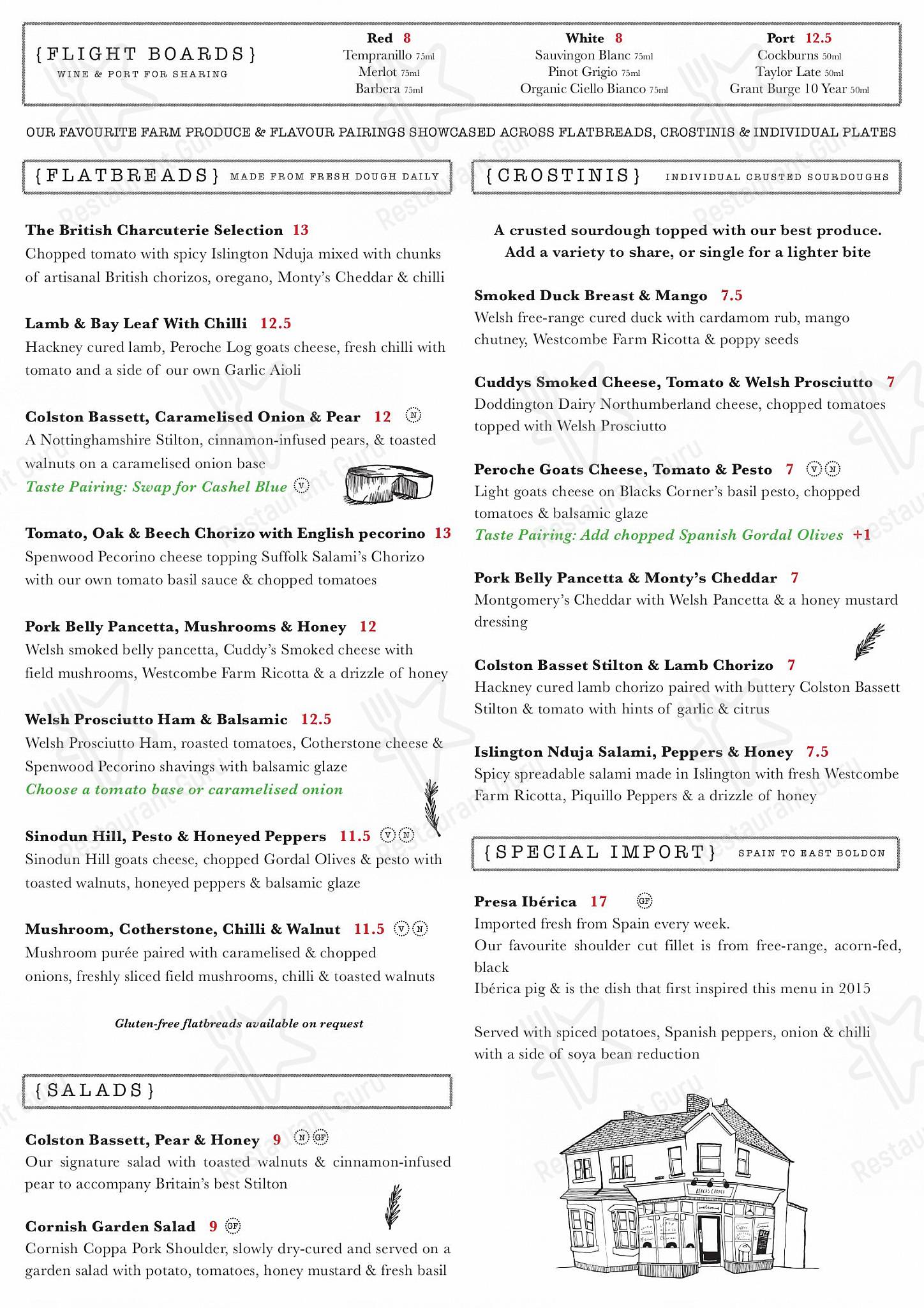 Menu at Blacks Corner restaurant, East Boldon