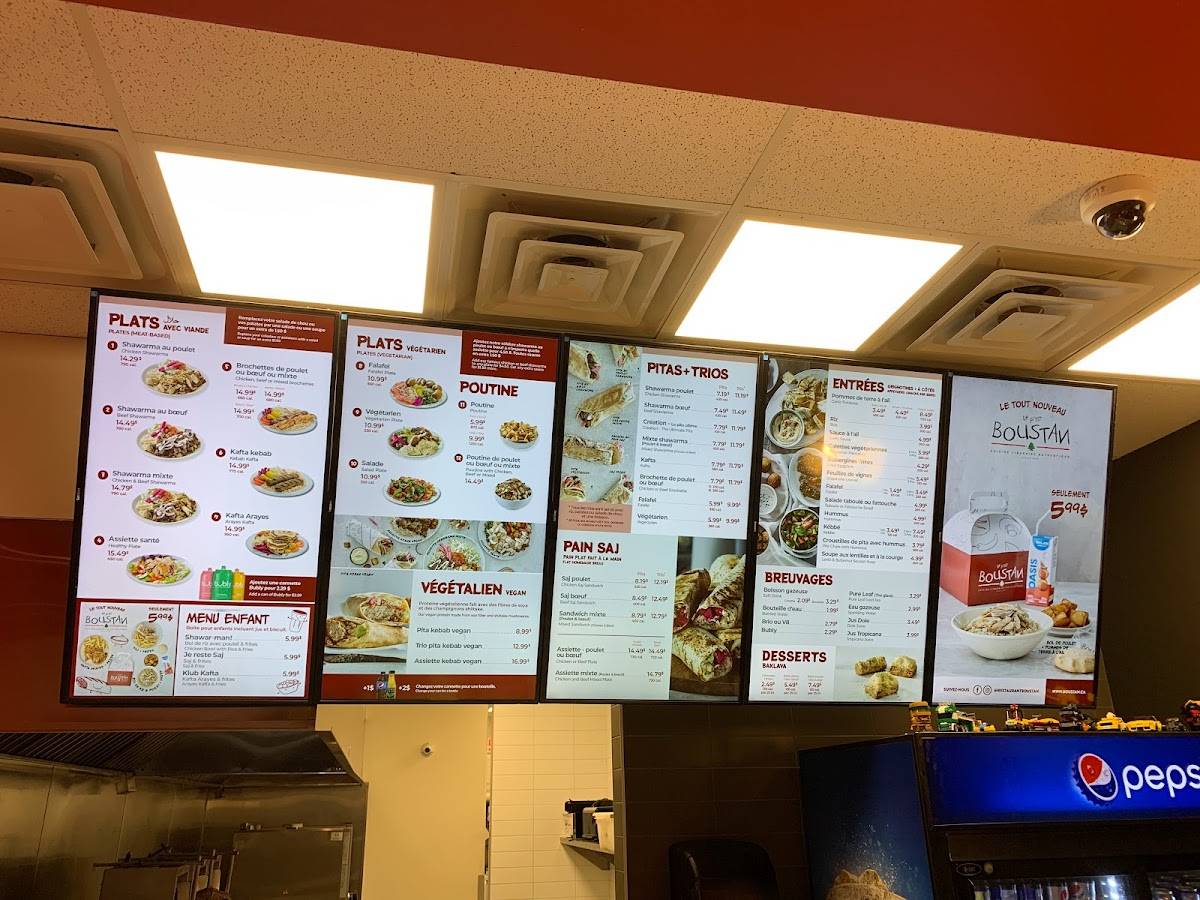 Menu au Restaurant Boustan, Mascouche