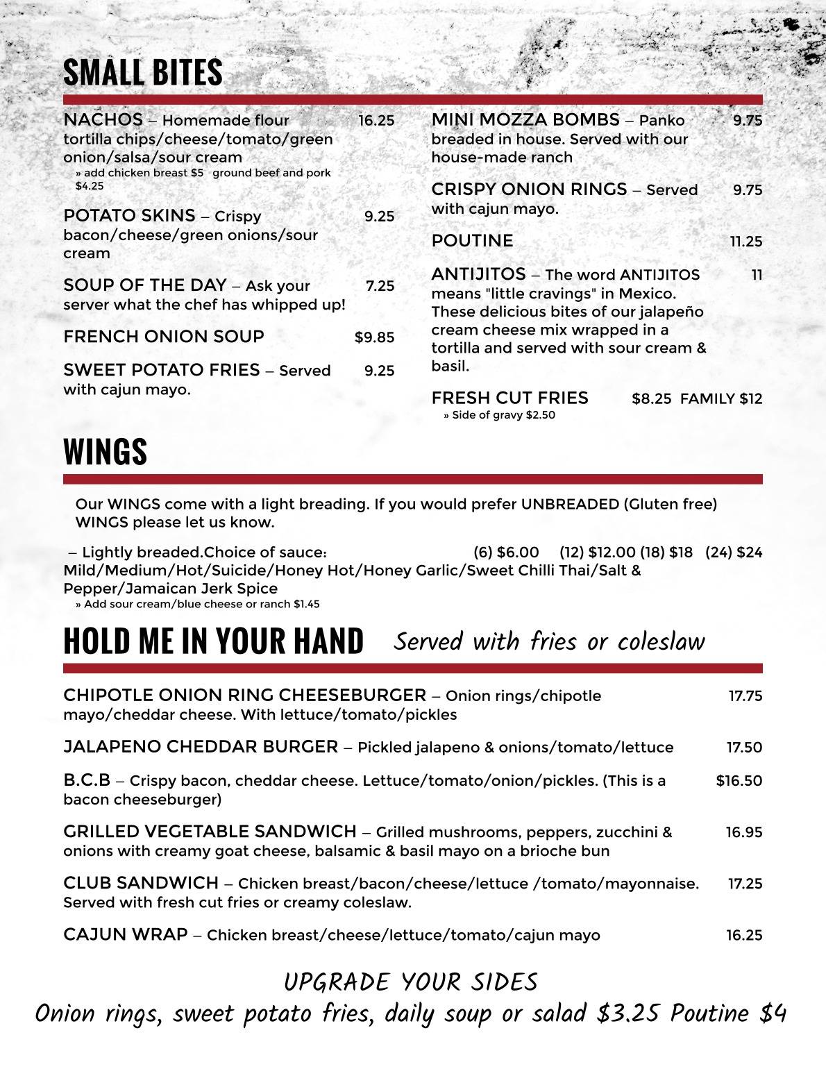 Menu at Butler's restaurant, Ingleside, 23 Thorold Ln