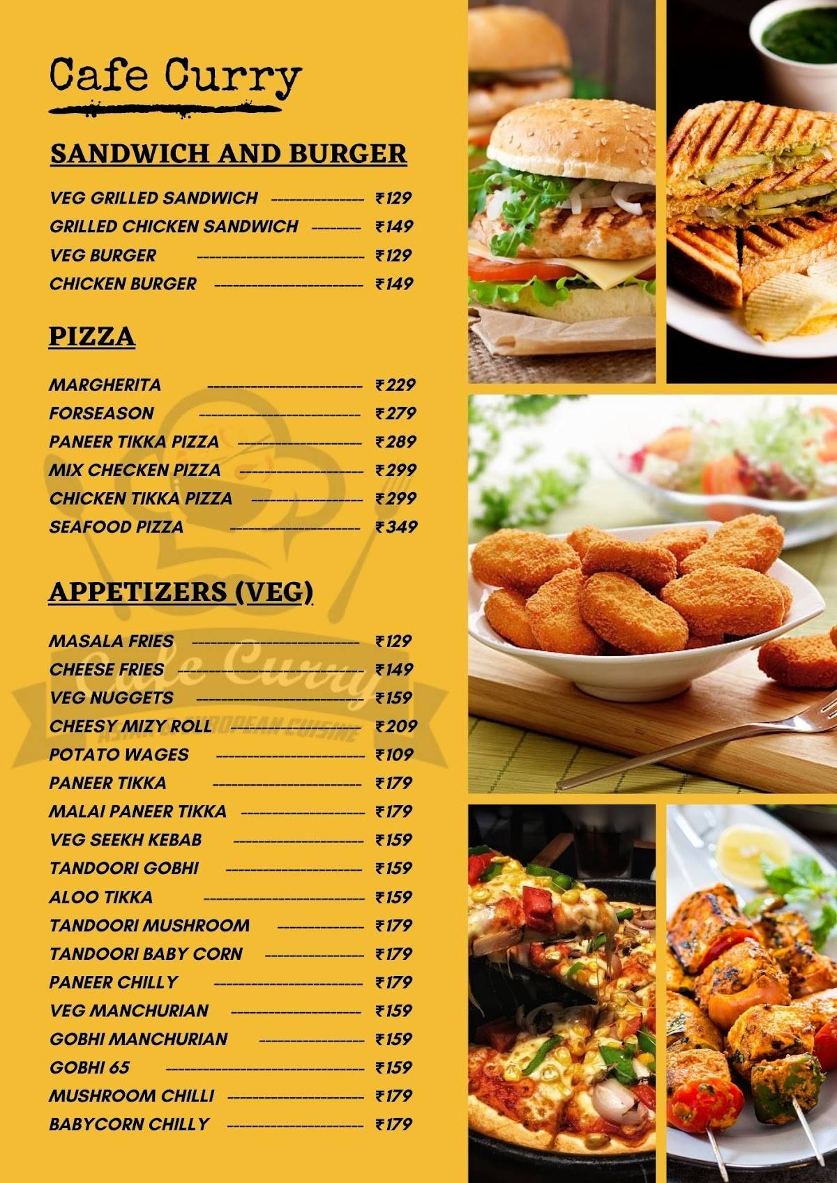 Menu at Cafe Curry, Chennai