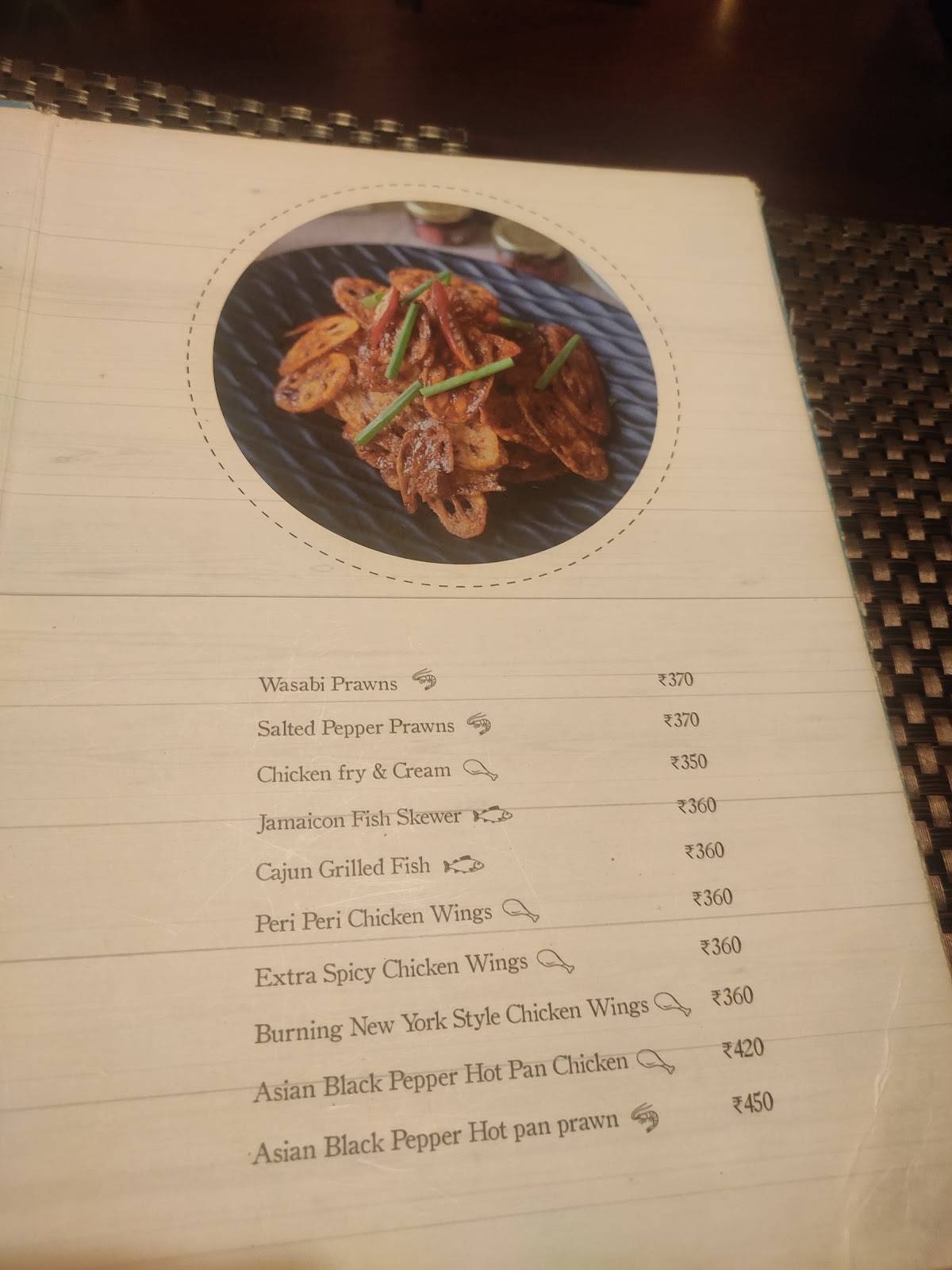 Menu at Cafe De Bangkok kochi, Kochi