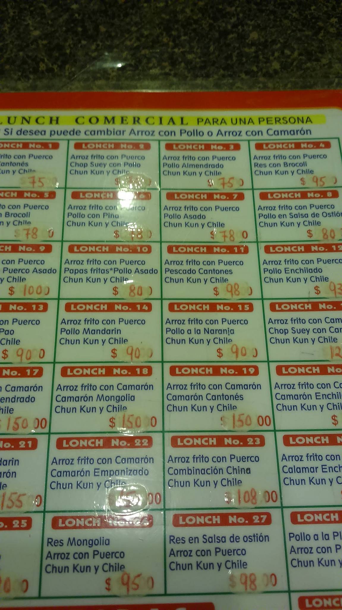Carta del restaurante China King Buffet del Plaza China, Tijuana, Av. Cochimies 16210