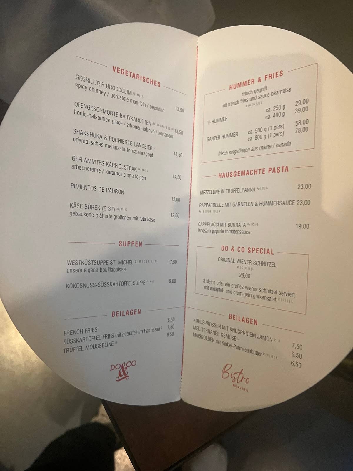 Speisekarte von Do & Co Restaurant, München