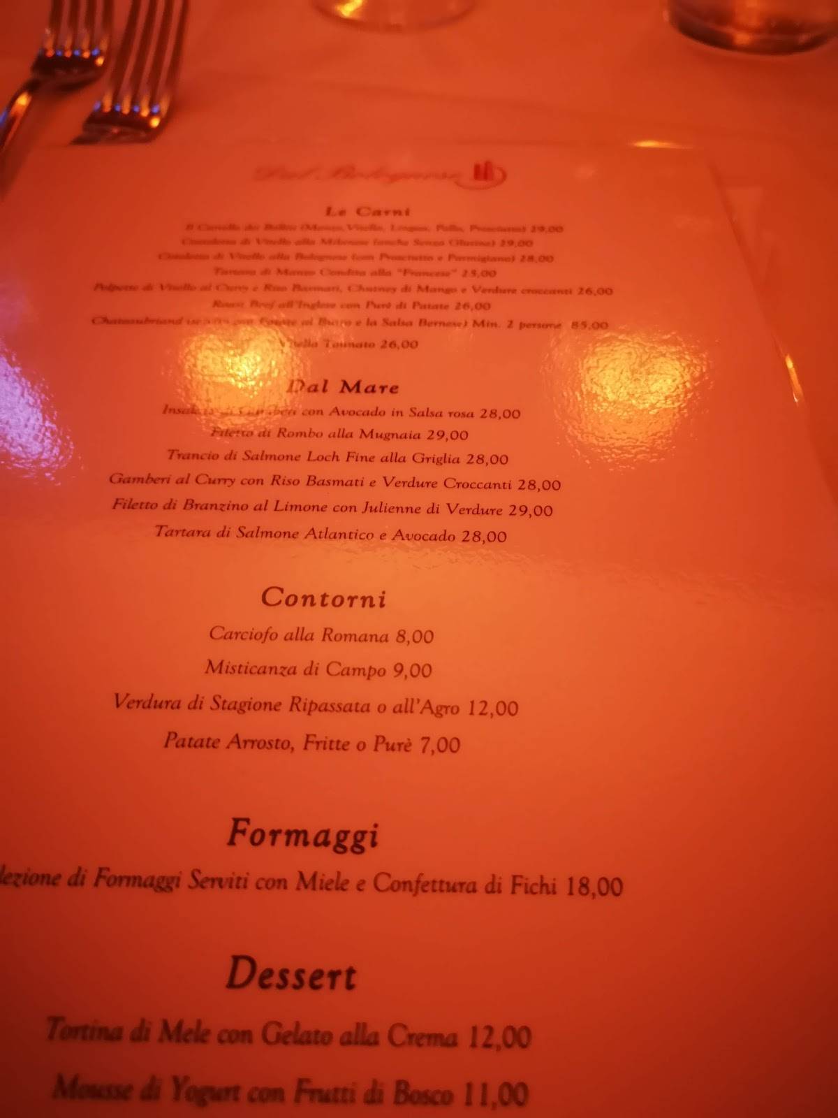 Menu da Dal Bolognese Milano ristorante, Milano, Via Amedei