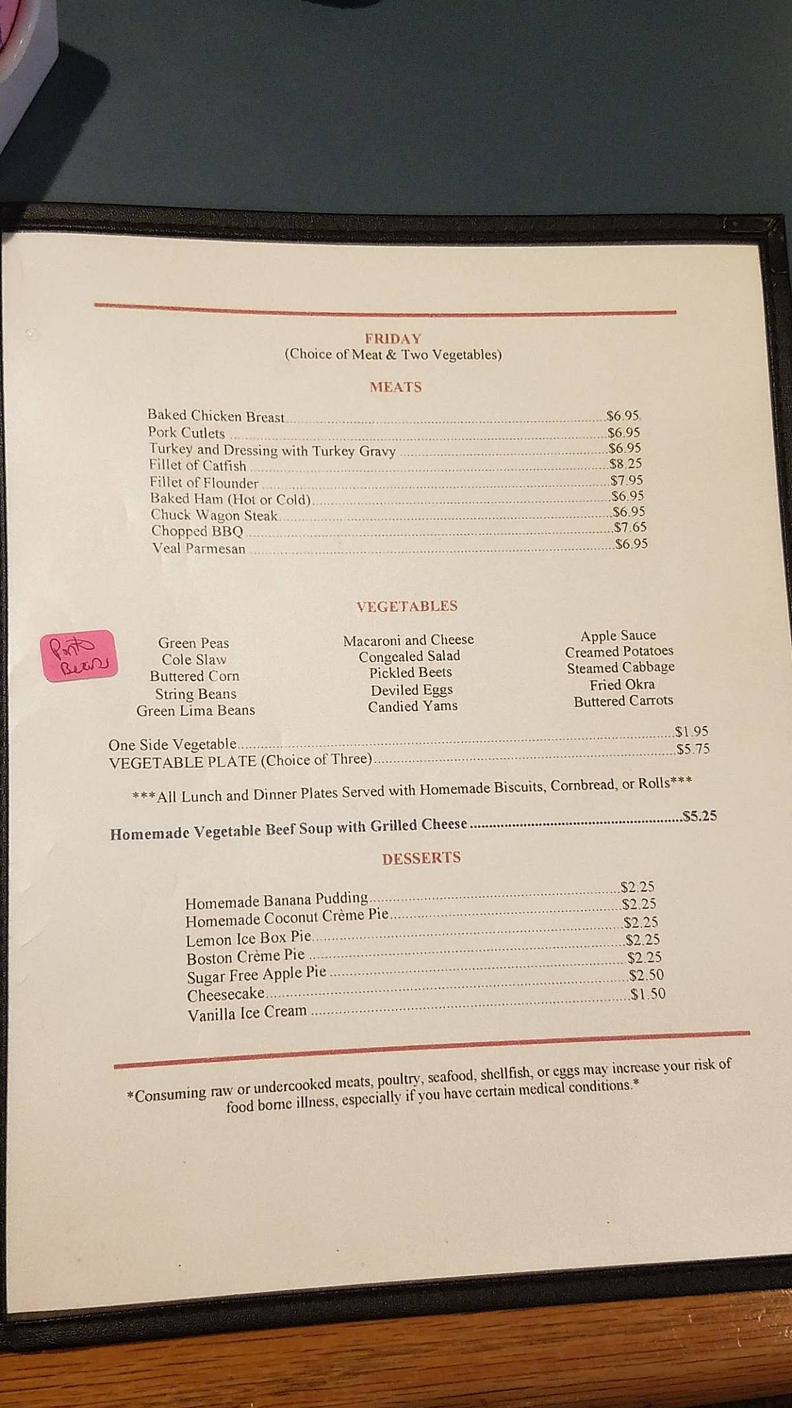Menu at Danview Restaurant, Danville