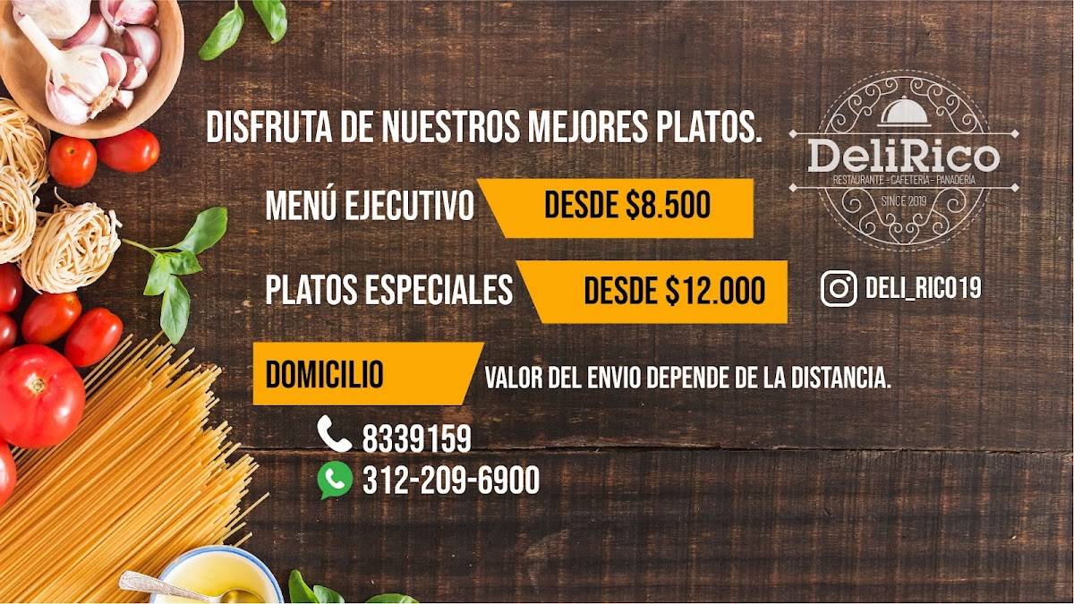 Menu at Delirico restaurant, Popayán