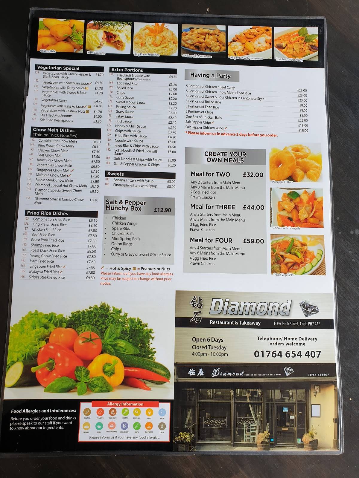 Menu at Diamond Restaurant & Takeaway, Crieff