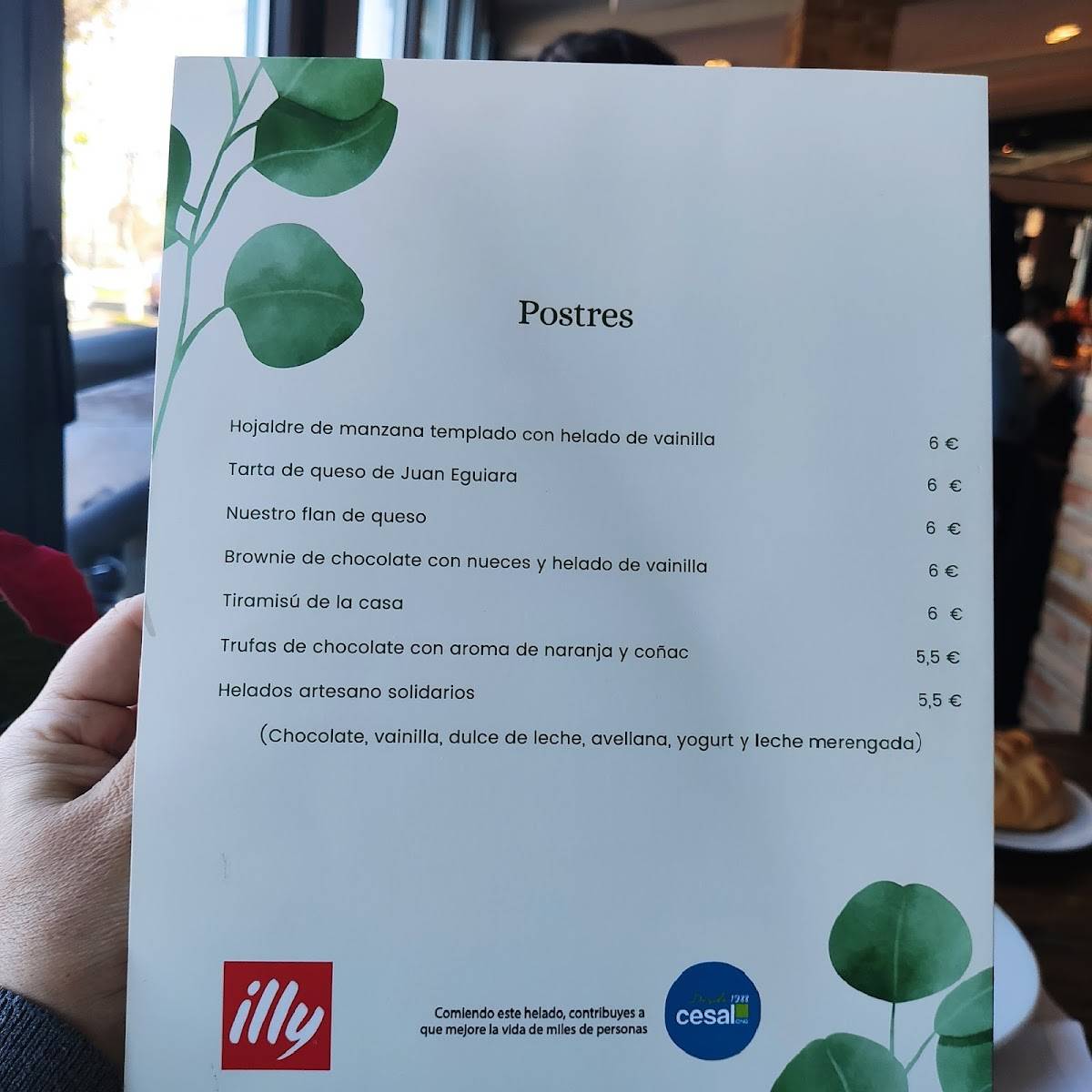 Carta del restaurante El Mirador del El Goloso, Madrid