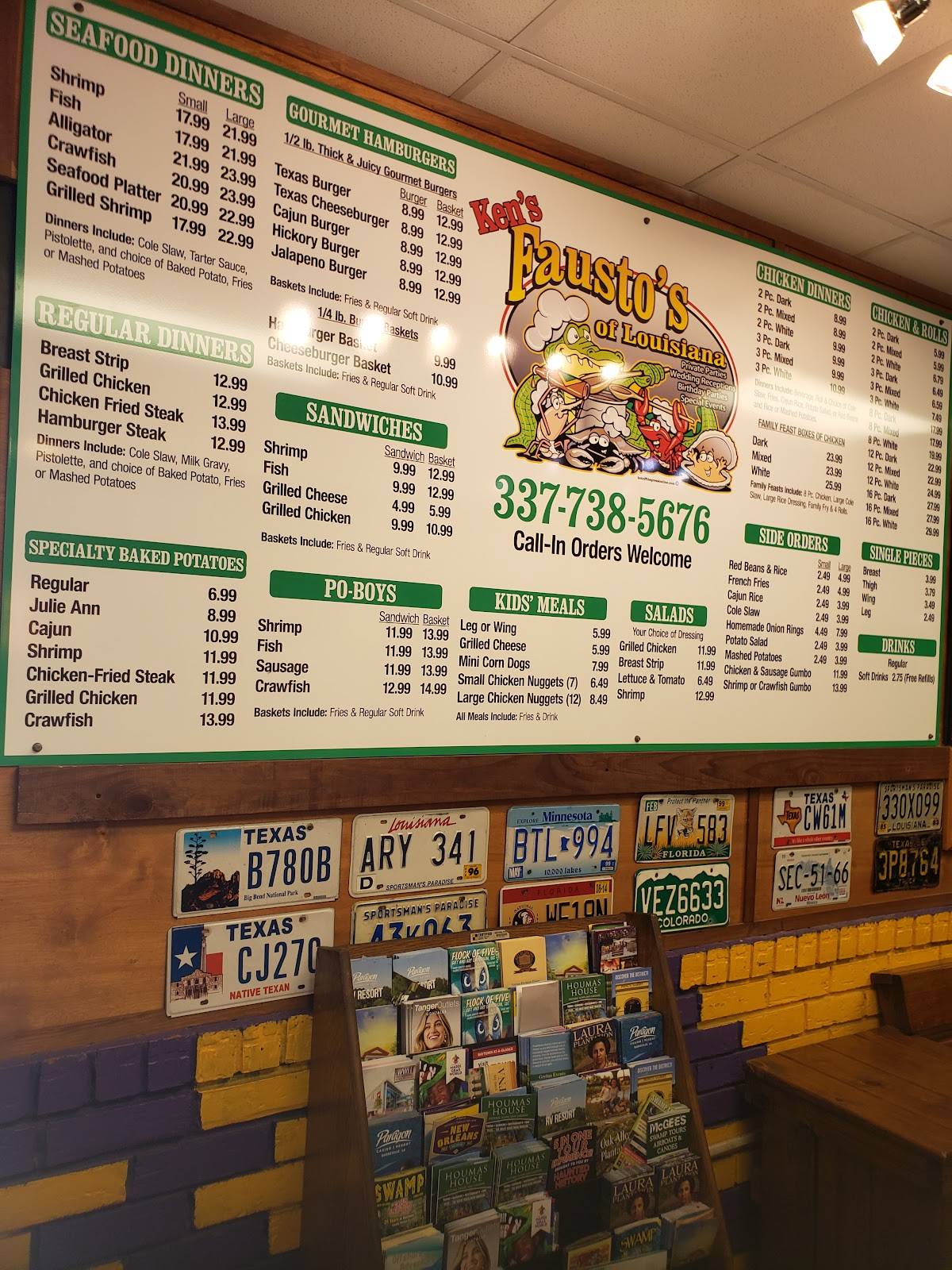 Menu at Fausto's Family Restaurant, Kinder, US-165
