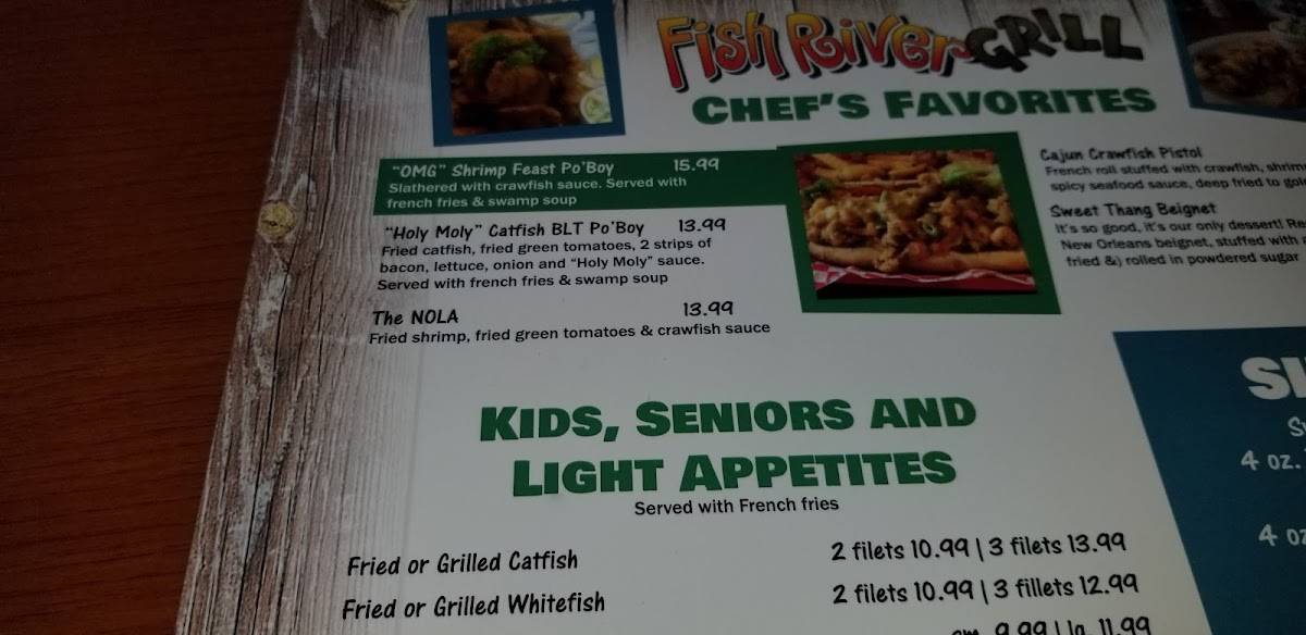 Menu at Fish River Grill restaurant, Foley