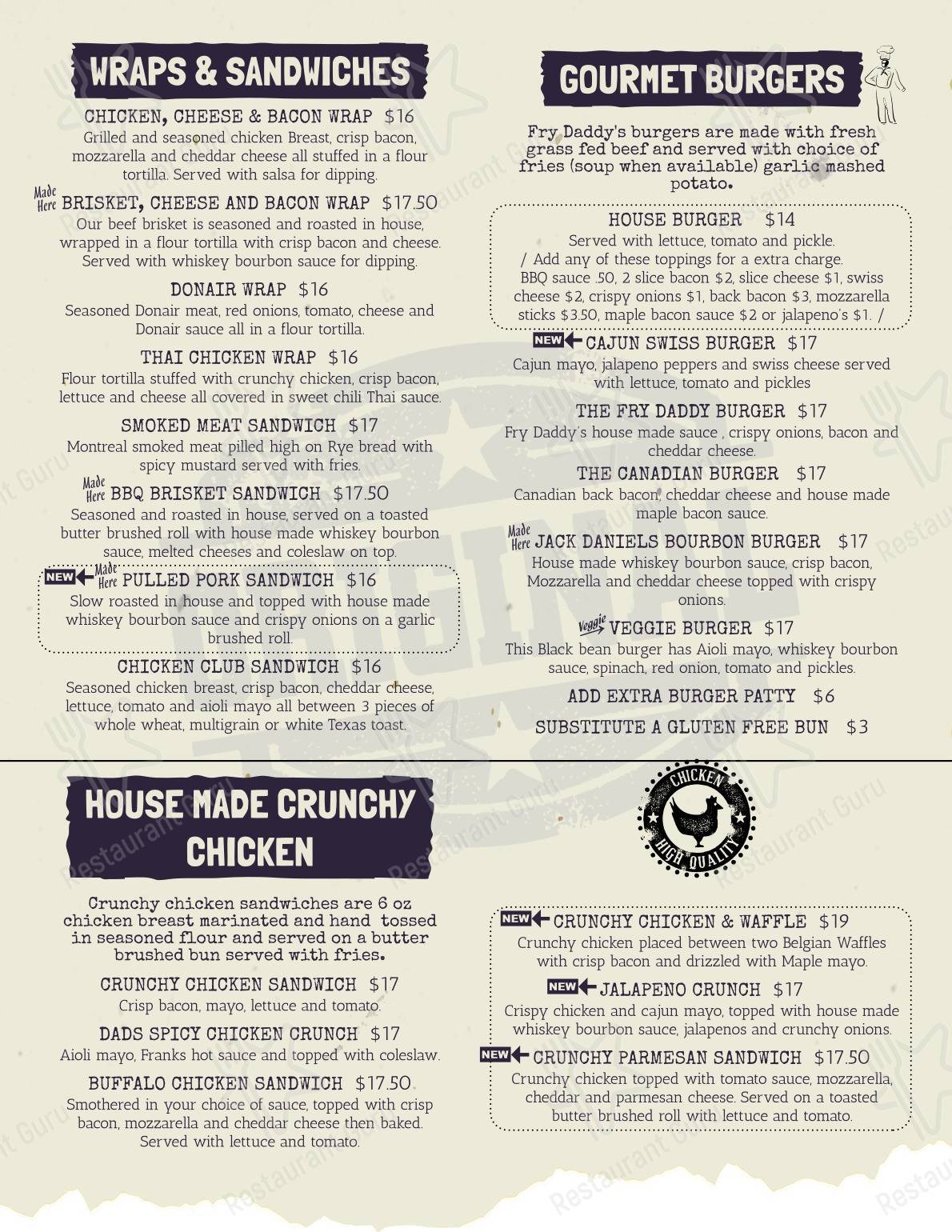 Menu at Fry Daddy’s - Fry & Grill restaurant, Middle Sackville
