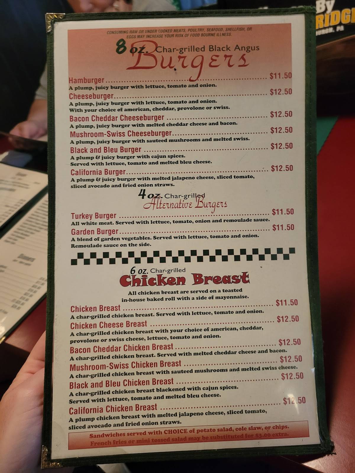 Menu at Gingerbread Man restaurant, Carlisle