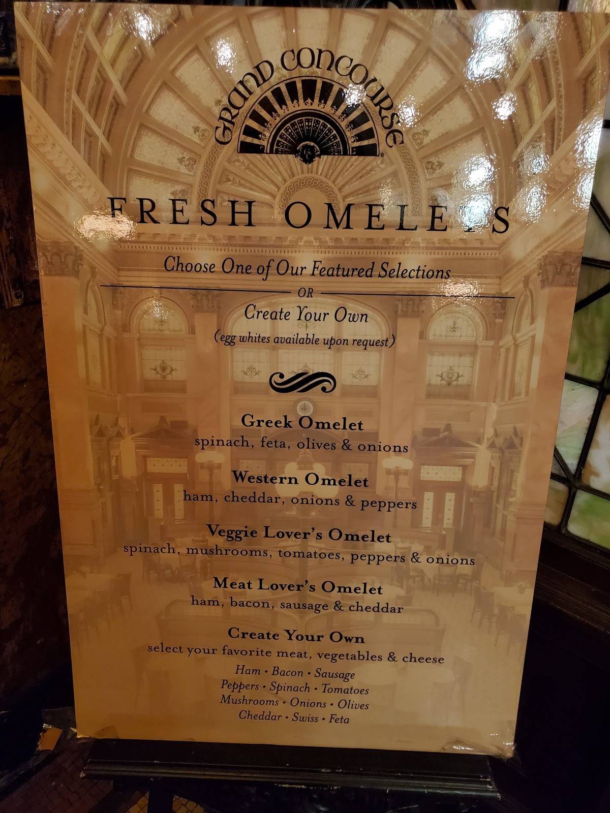 Menu at Grand Concourse restaurant, Pittsburgh