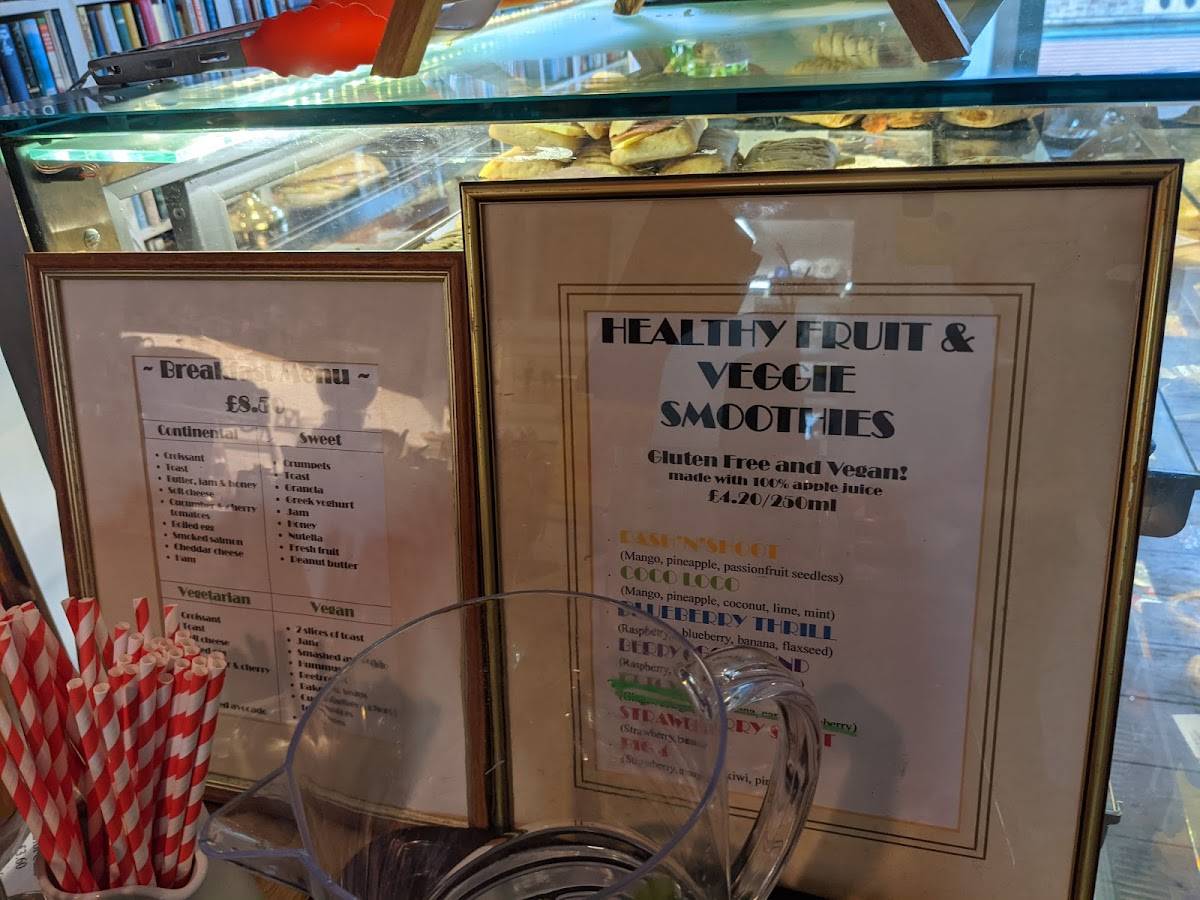 Menu at Hanushka Coffee House, Hastings