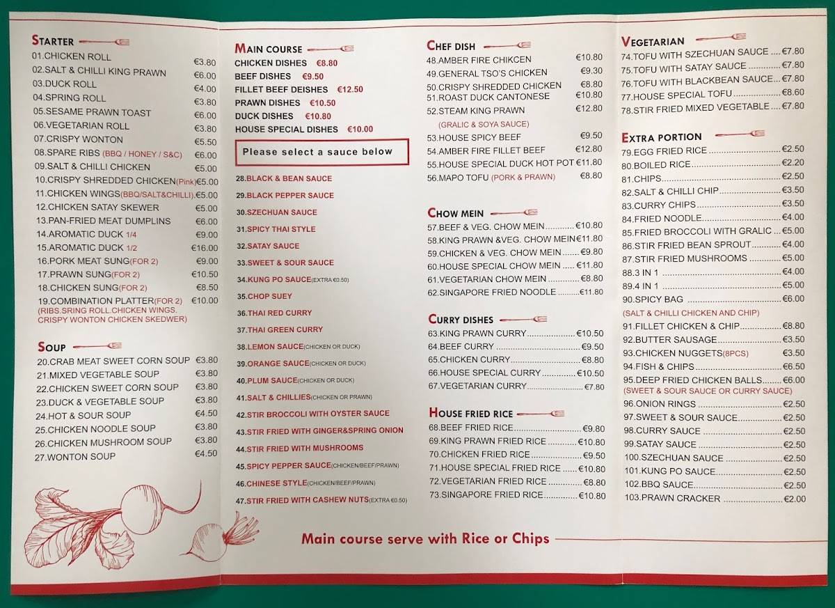 Menu at Houfu Chinese Restaurant, Adare