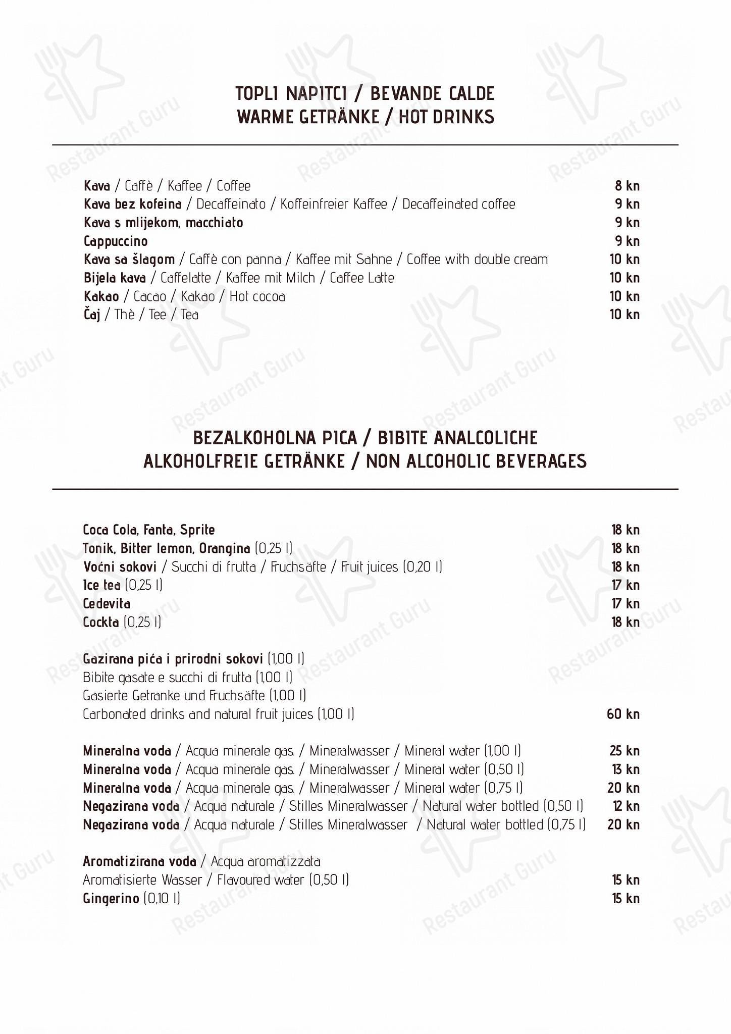Menu at Restaurant Melon, Petrovija