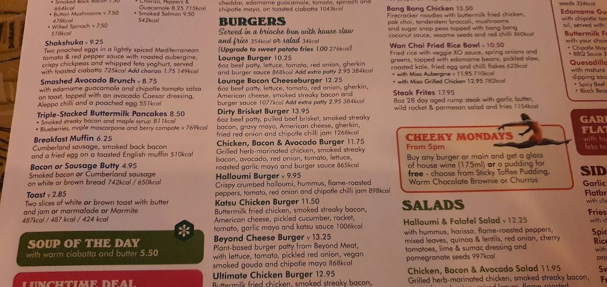 Menu at Lago Lounge restaurant, Rushden