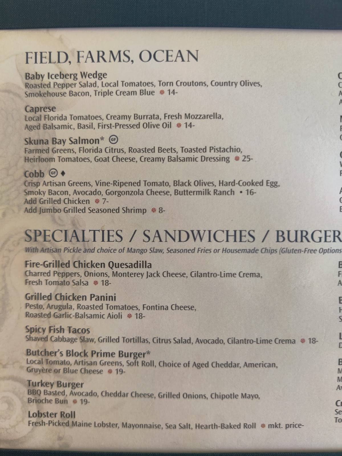 Menu at Latitudes Restaurant, Highland Beach, S Ocean Blvd