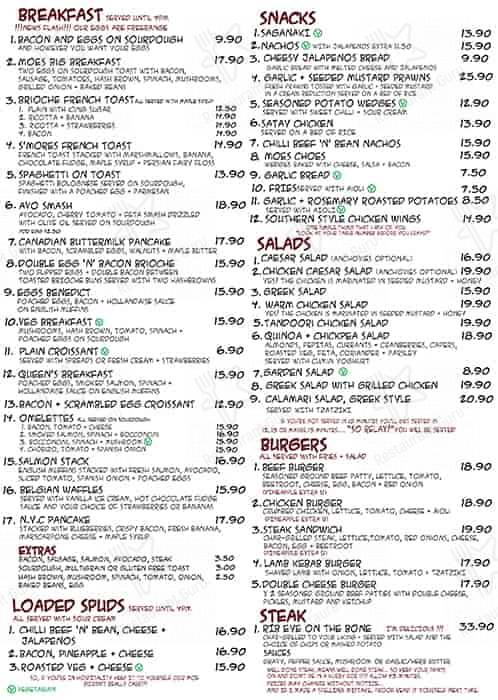 Menu at Lazy Moe's pub & bar, Burnside