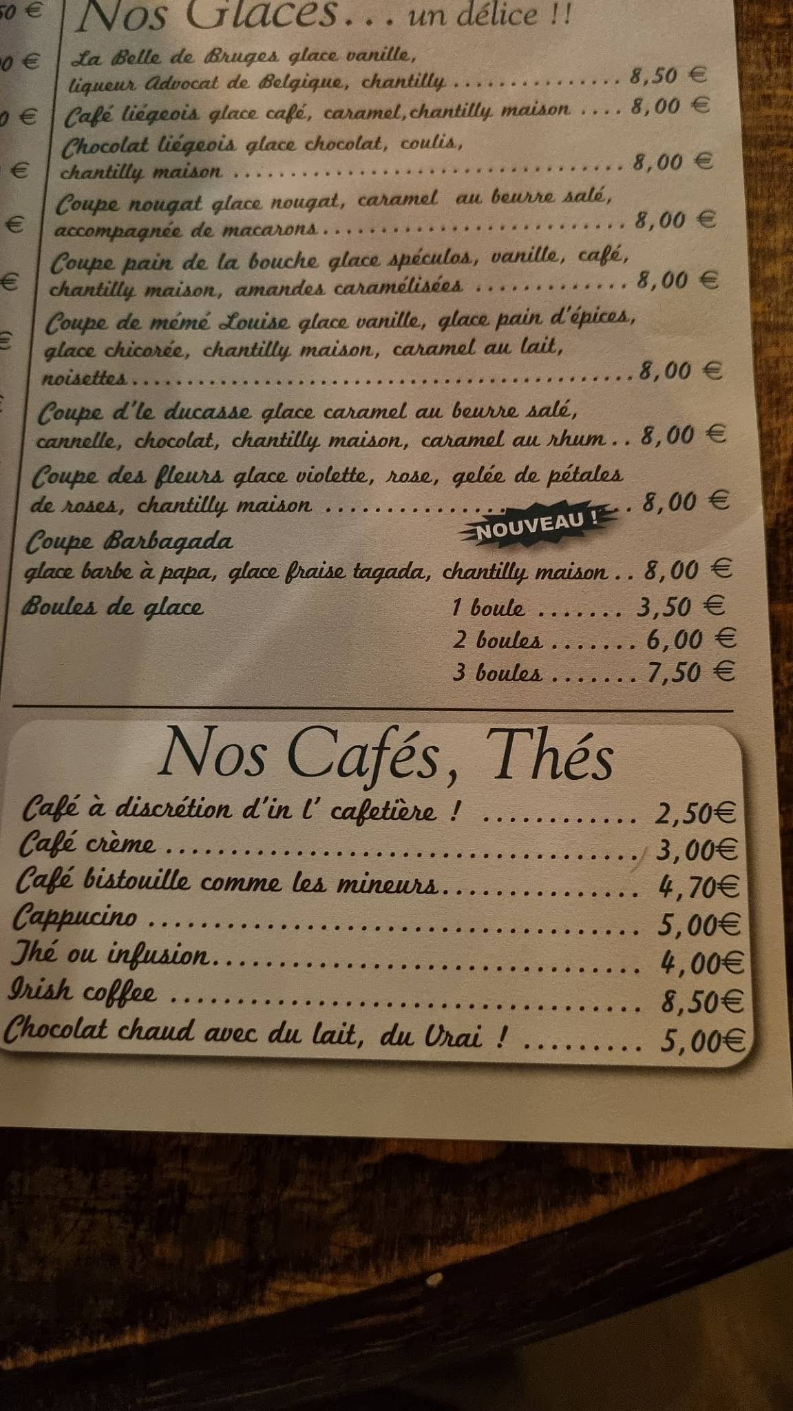 Menu au Le Pain de la Bouche restaurant, Lens, 41 Bis Rue de la Gare