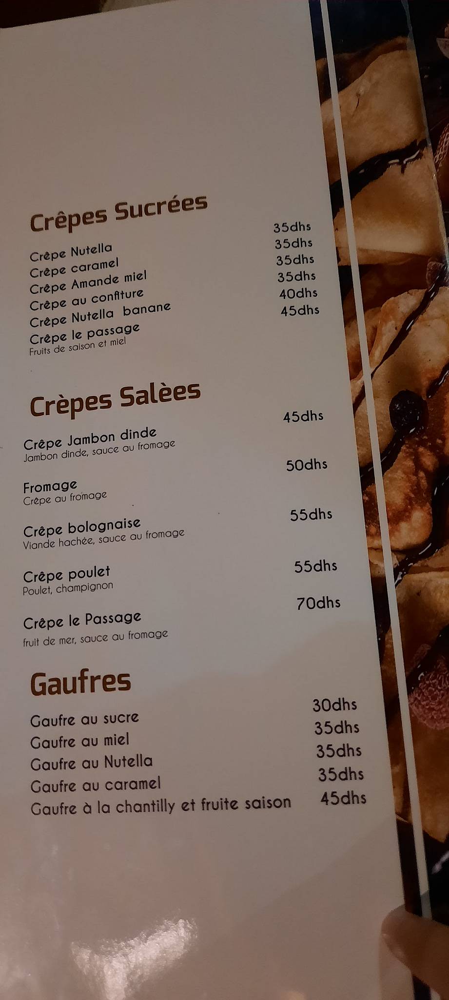 Menu au LE PASSAGE restaurant, Marrakech, Bd Allal Al Fassi