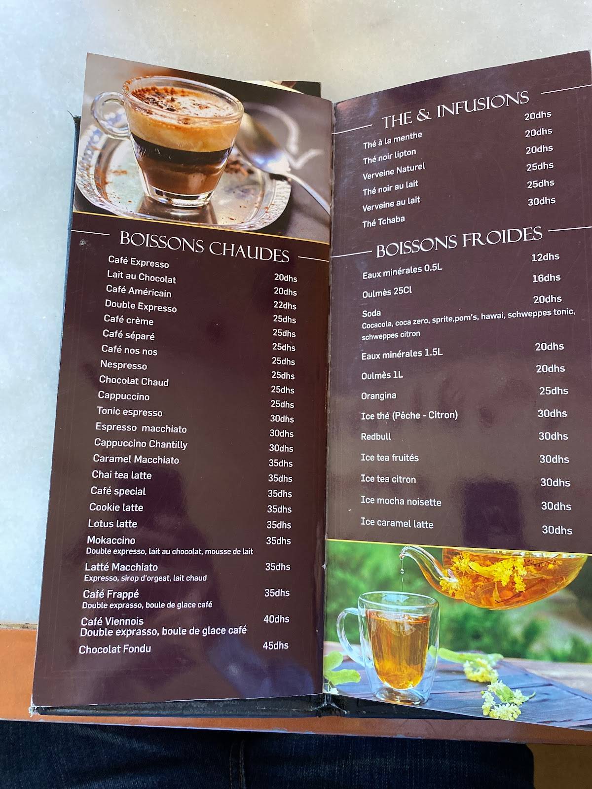 Menu au LE PASSAGE restaurant, Marrakech, Bd Allal Al Fassi