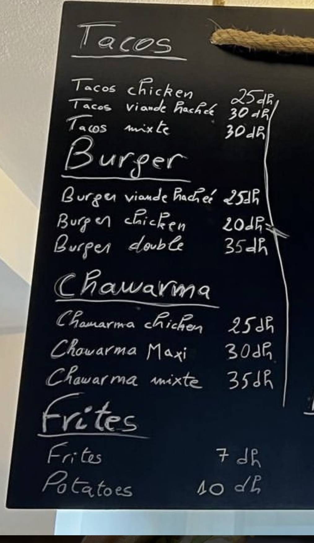 Speisekarte von Le chef restaurant, Tetouan
