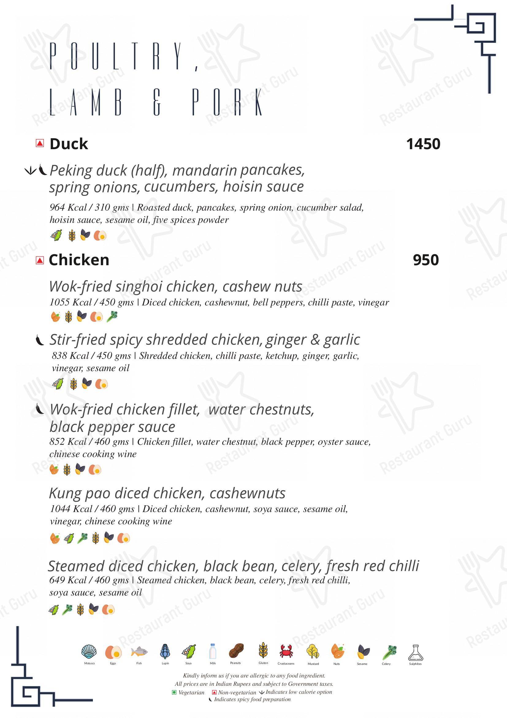 Menu at Machan, Bhopal