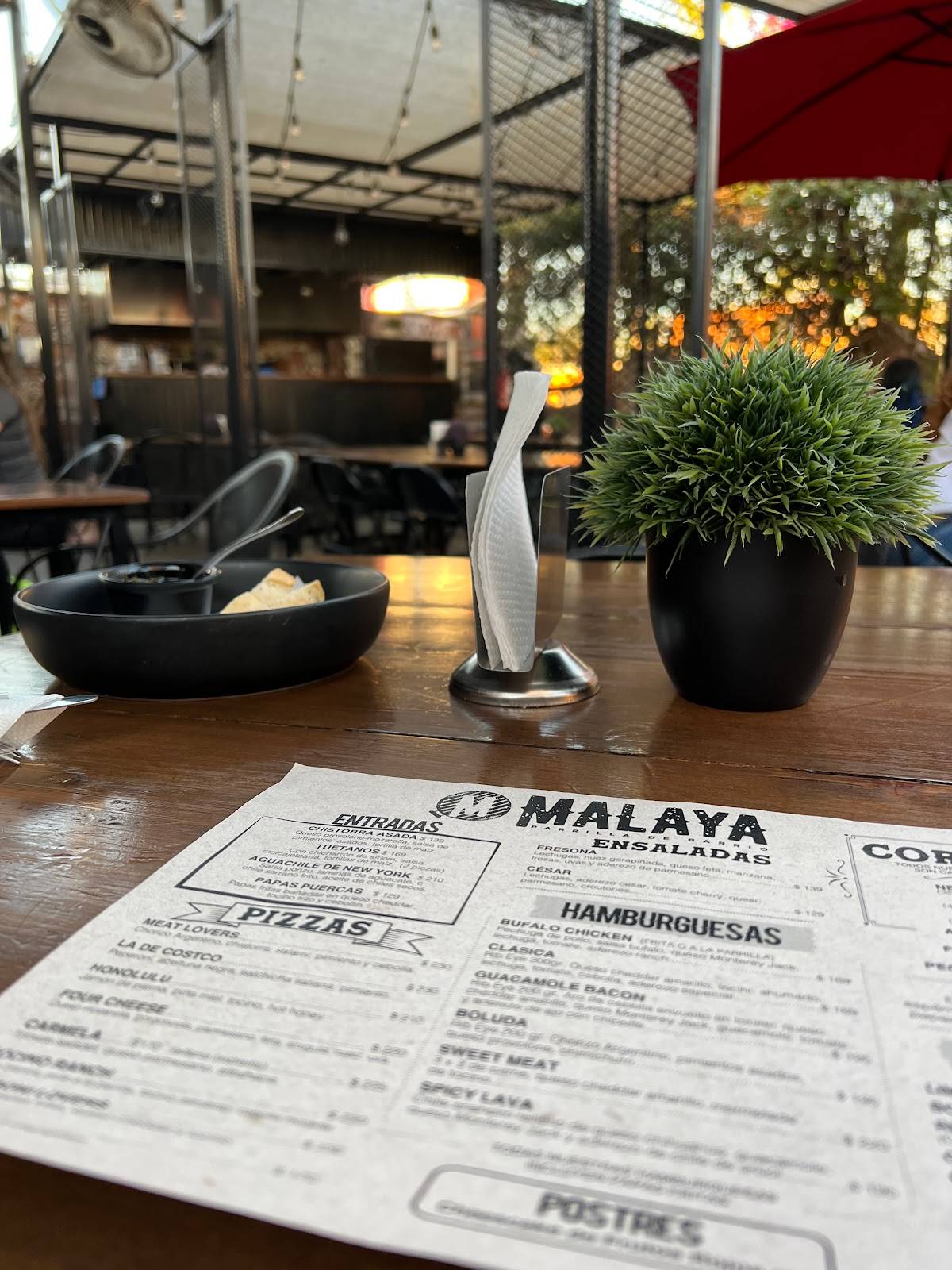 Carta de Malaya Parrilla de Barrio, La Paz