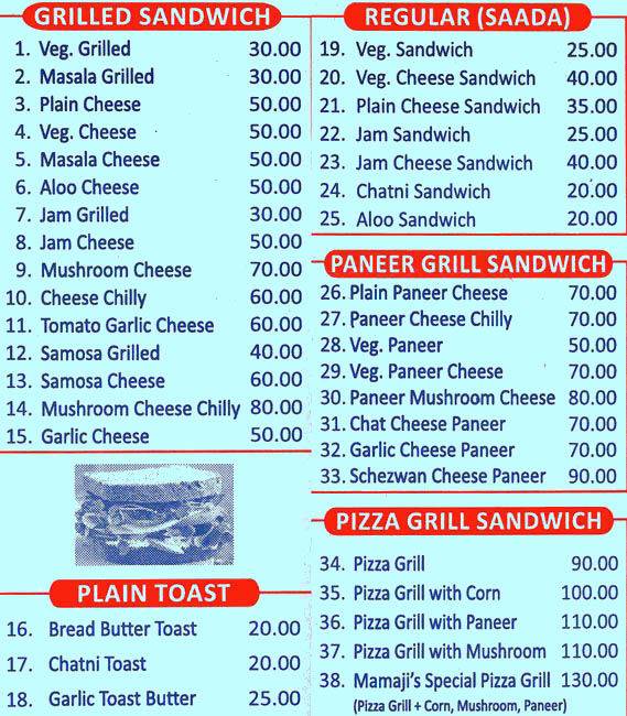Menu at Mamaji's Grill, Mumbai, 402