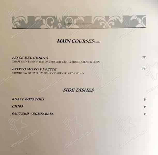 Menu at Mamma's Italian Restaurant, Redcliffe