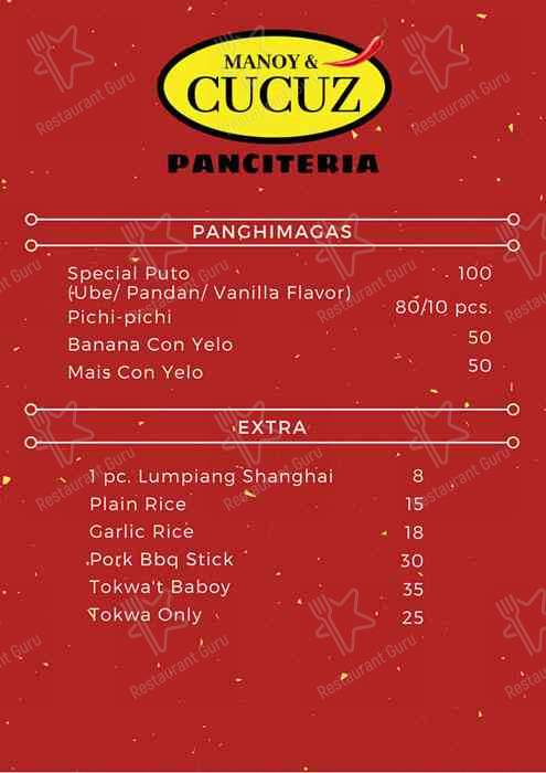 Menu at Manoy & Cucuz Panciteria restaurant, Makati, Kalayaan Ave