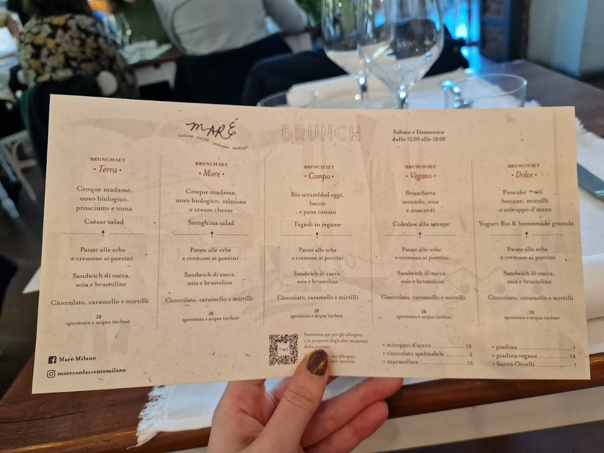 Menu da Maré | Cucina Caffè Spiaggia Bottega ristorante, Milano