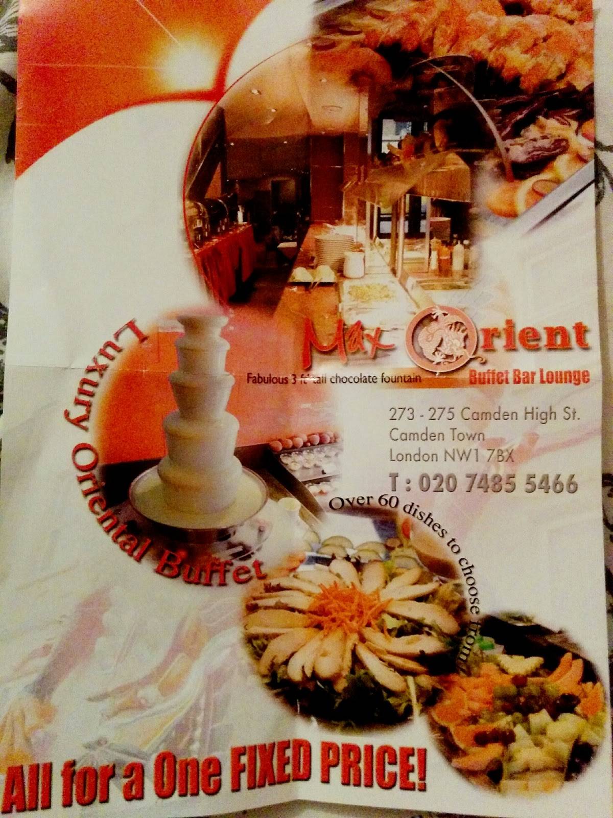 Menu at Max Orient restaurant, London