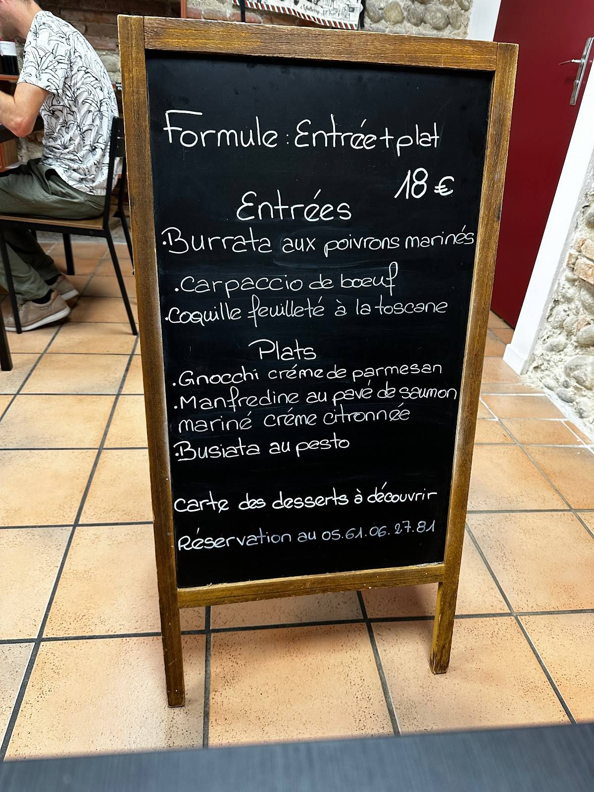 Menu au PASTA DI MATEO restaurant, Auterive