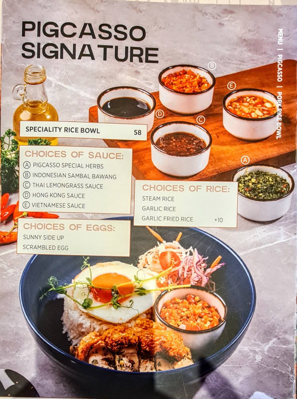Menu at Pigcasso Puri Kembangan restaurant, West Jakarta