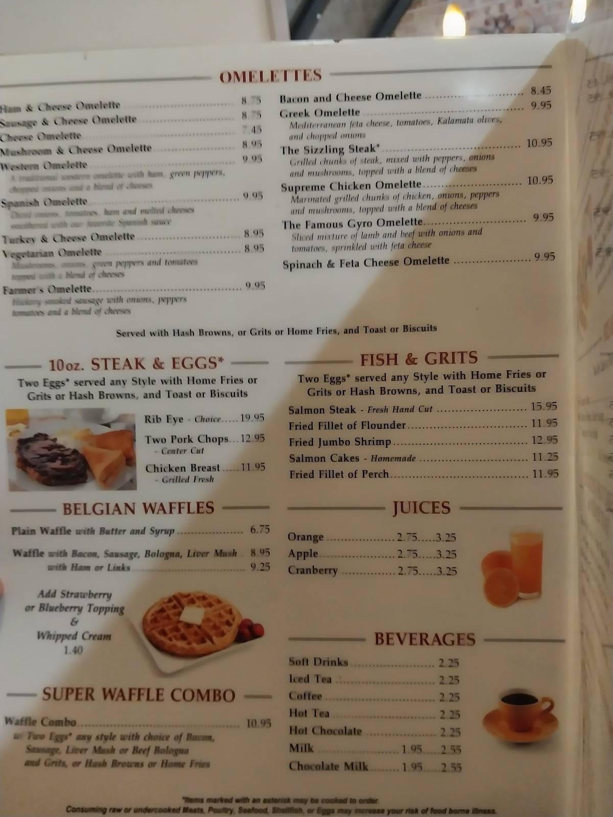Menu at Park Place Restaurant, Charlotte
