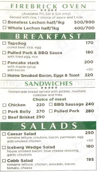 Menu at The Park Social restaurant, Cebu City, Cebu I.T. Park