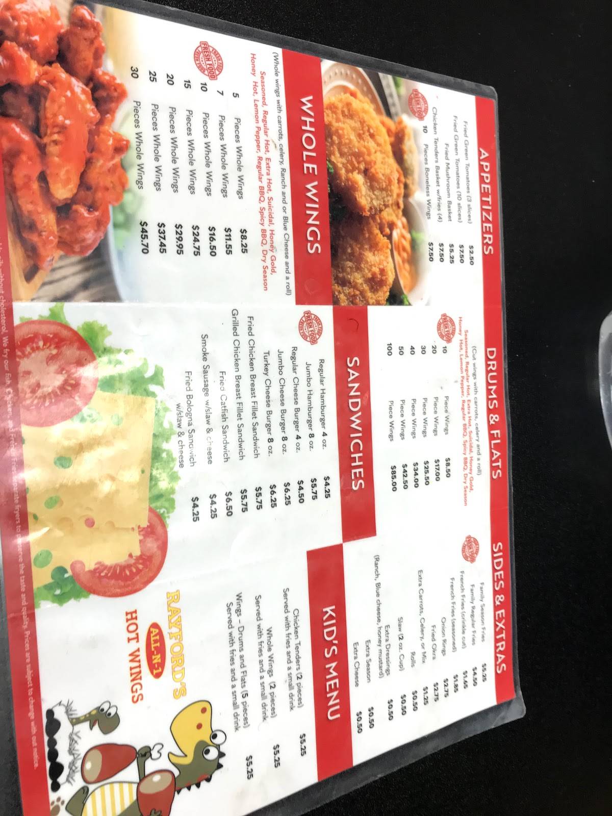 Menu at Rayford's All In One Hot Wings restaurant, Memphis, Berryhill ...