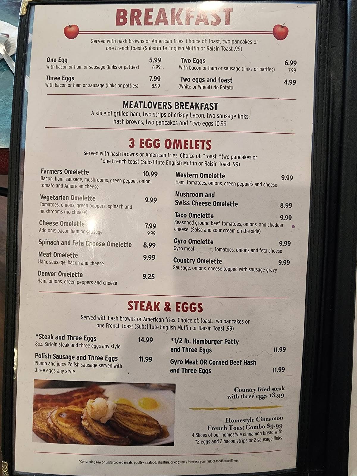 Menu at Red Apple Restaurant, Portage, E Wisconsin St
