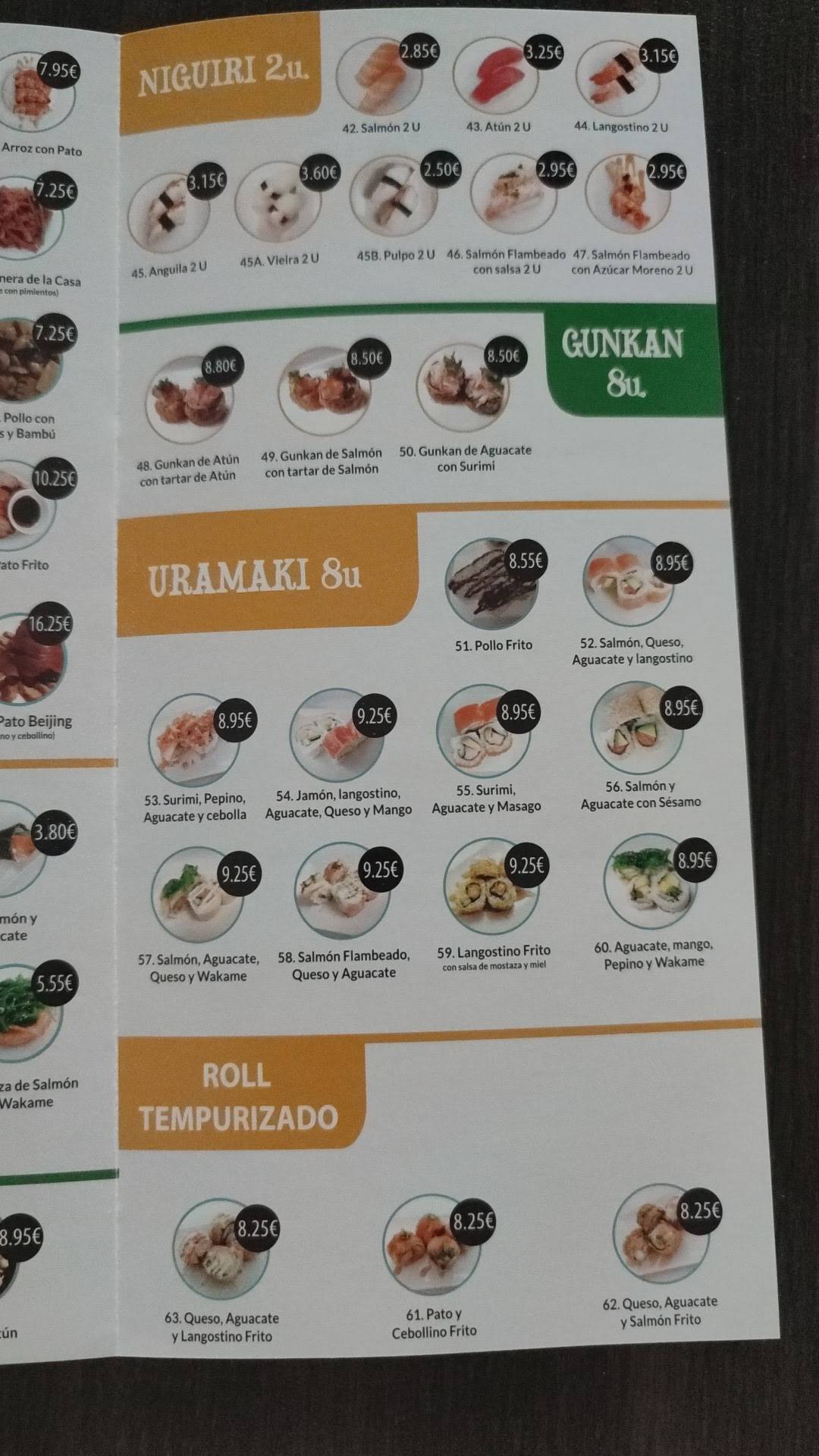 Carta de Restaurante Japones One Piece, Palma de Mallorca, Carrer de ...