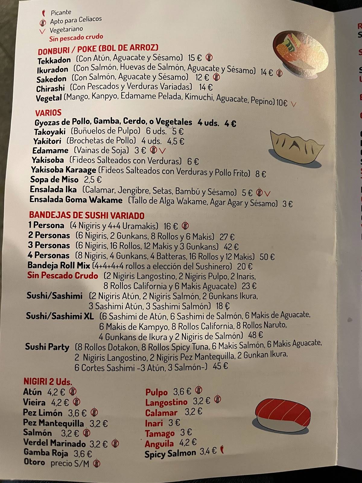 Carta de Restaurante Japonés - SUMO POZAS, Bilbao, Gregorio de la ...