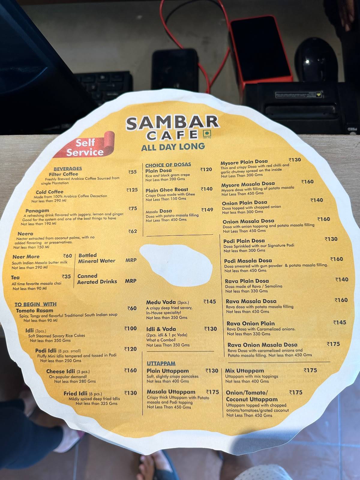 Menu at Sambar Cafe, Ahmedabad, Shivalik Business Centre