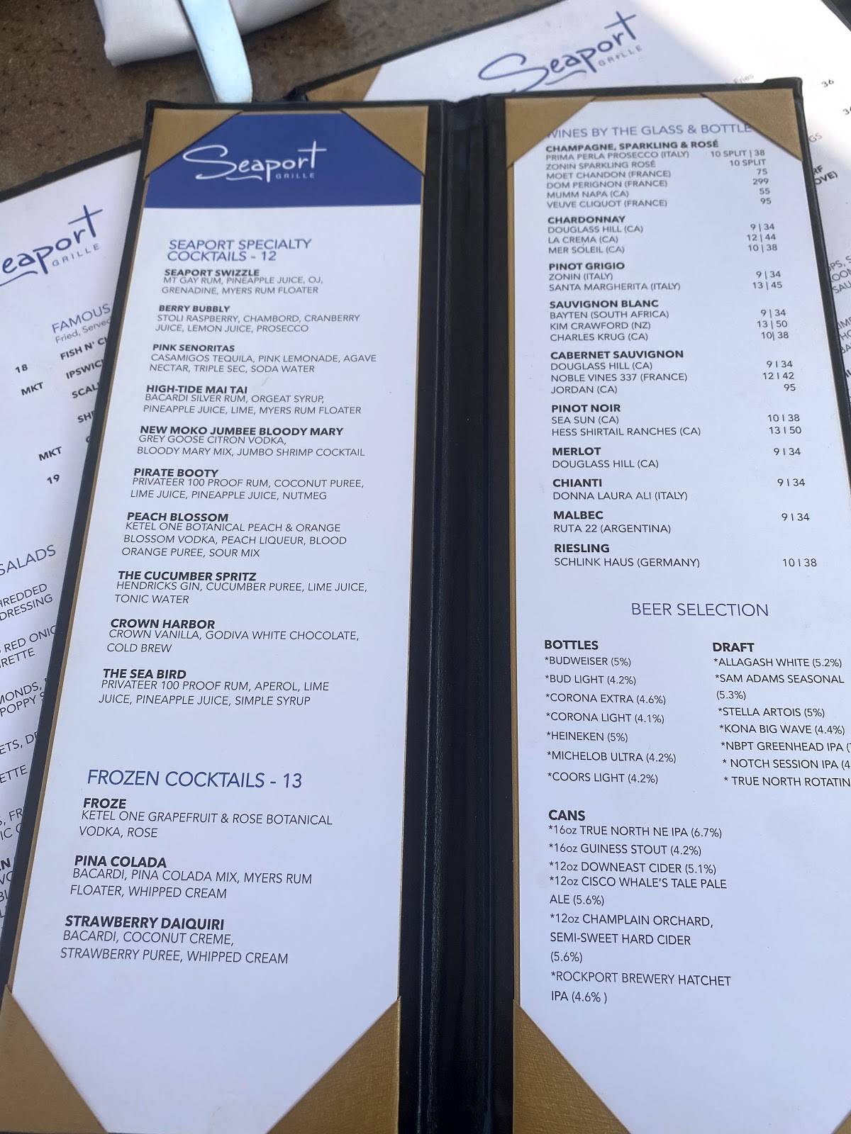 Menu at Seaport Grille restaurant, Gloucester, 6 Rowe Sq
