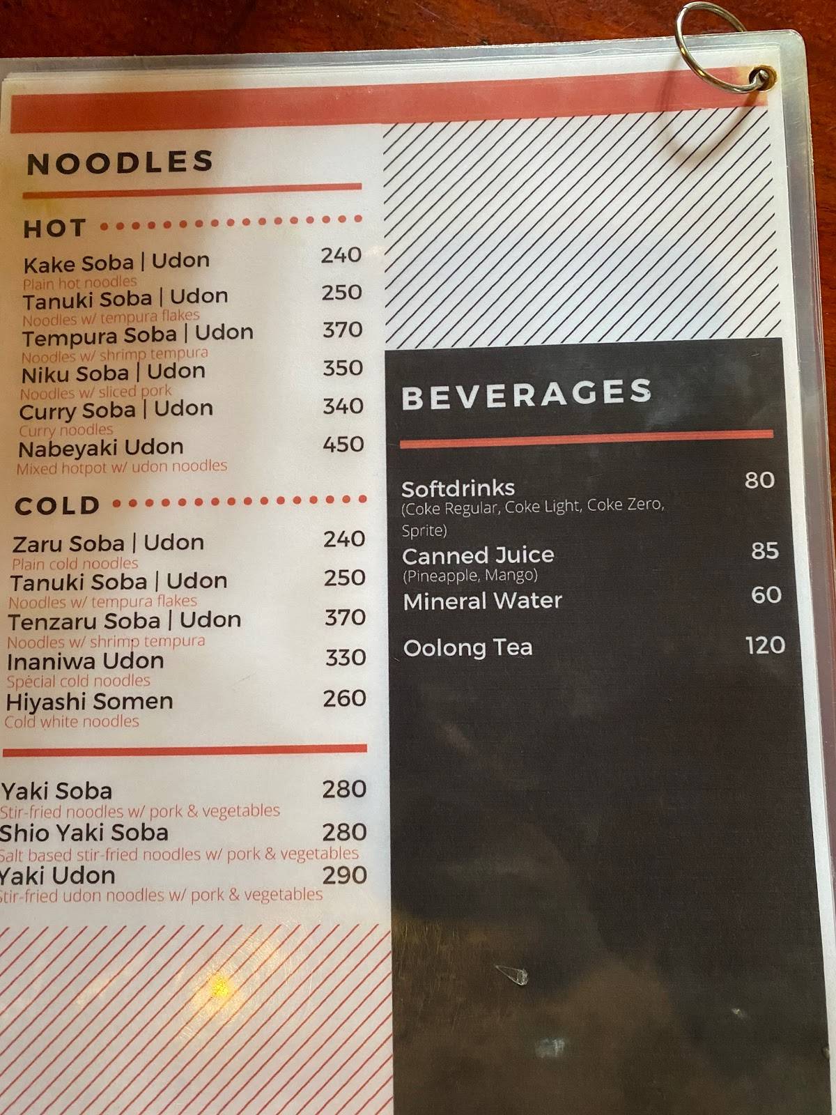 Menu at Seryna Japanese Restaurant, Makati, Chino Roces Ave