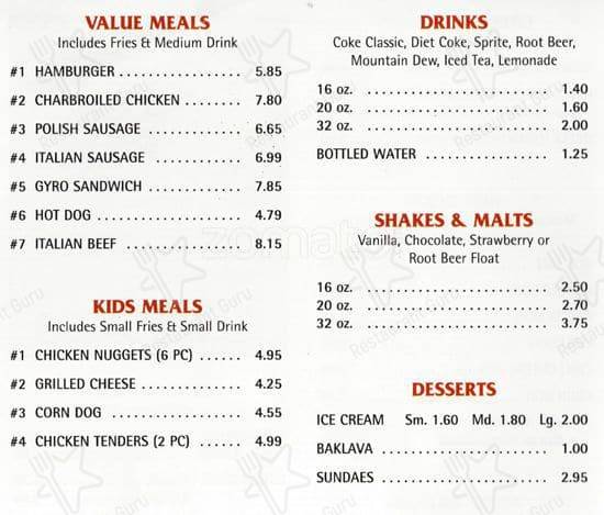 Menu at Skippers Restaurant, Wheeling