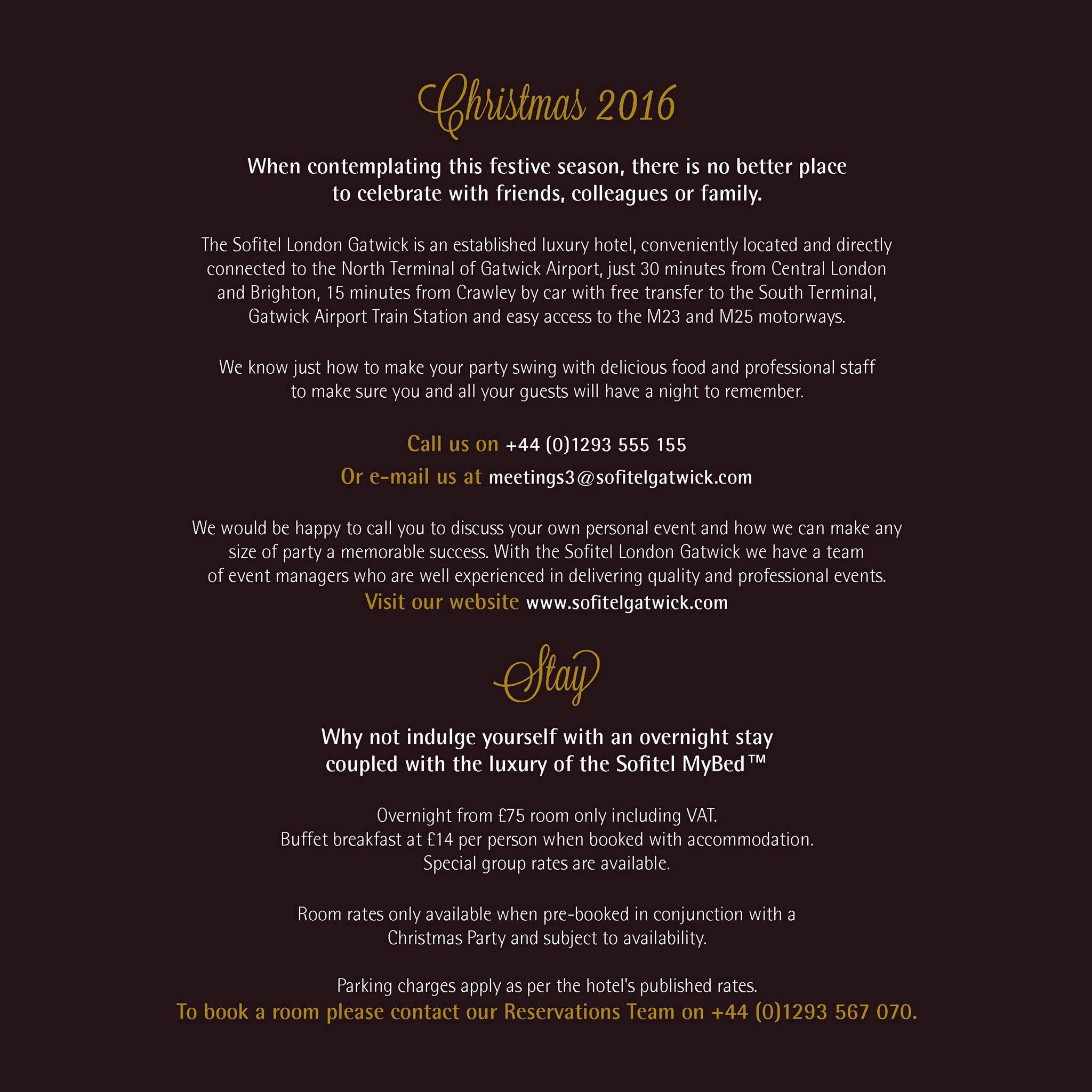 Menu at Sofitel London Gatwick pub & bar, Crawley